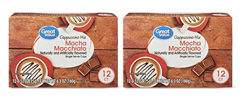 Great Value Cappuccino Coffee and Hot Drink Single Serve Pods, 12 Count (Mocha Macchiato Cappuccino, Pack of 2)