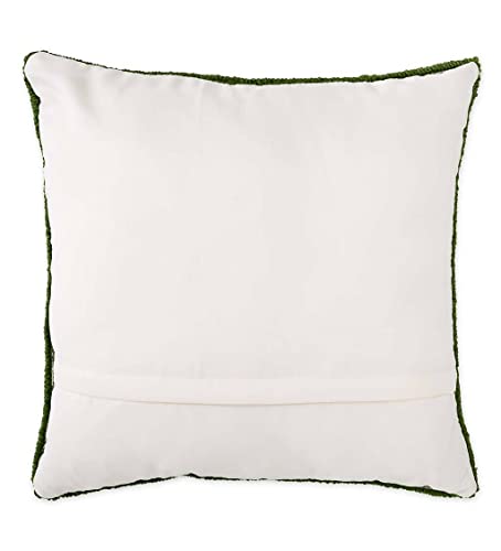 Plow & Hearth Indoor/Outdoor Pink Tulips Hooked Polypropylene Throw Pillow, Finely Detailed, All-Weather, Durable Polypropylene/Poly-Canvas Cover, Easy to Clean, Machine Washable, 18" sq.