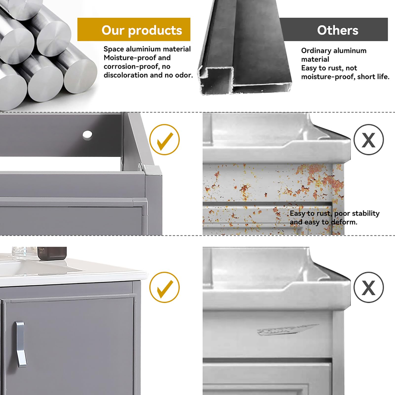 24 Inch Bathroom Vanity with Sink Combo, Floating Bathroom Vanity Set with Two Metal Soft Close Cabinet Doors Modern Wall Mounted Bathroom Vanity Cabinet with White Ceramic Sink, for Small Space