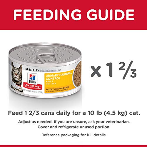 Hill's Science Diet Wet Cat Food, Adult, Urinary & Hairball Control, Savory Chicken Recipe, 5 oz. Cans, 24 Pack