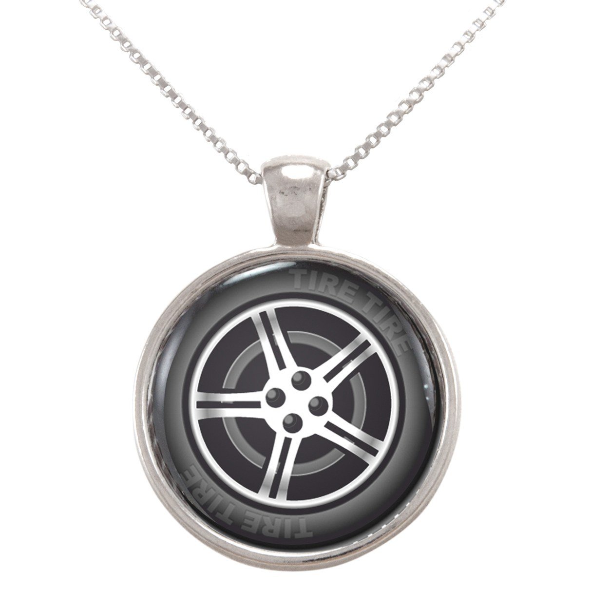 Arthwick Store Vector Illustration of a Simple Car Tire Pendant Necklace