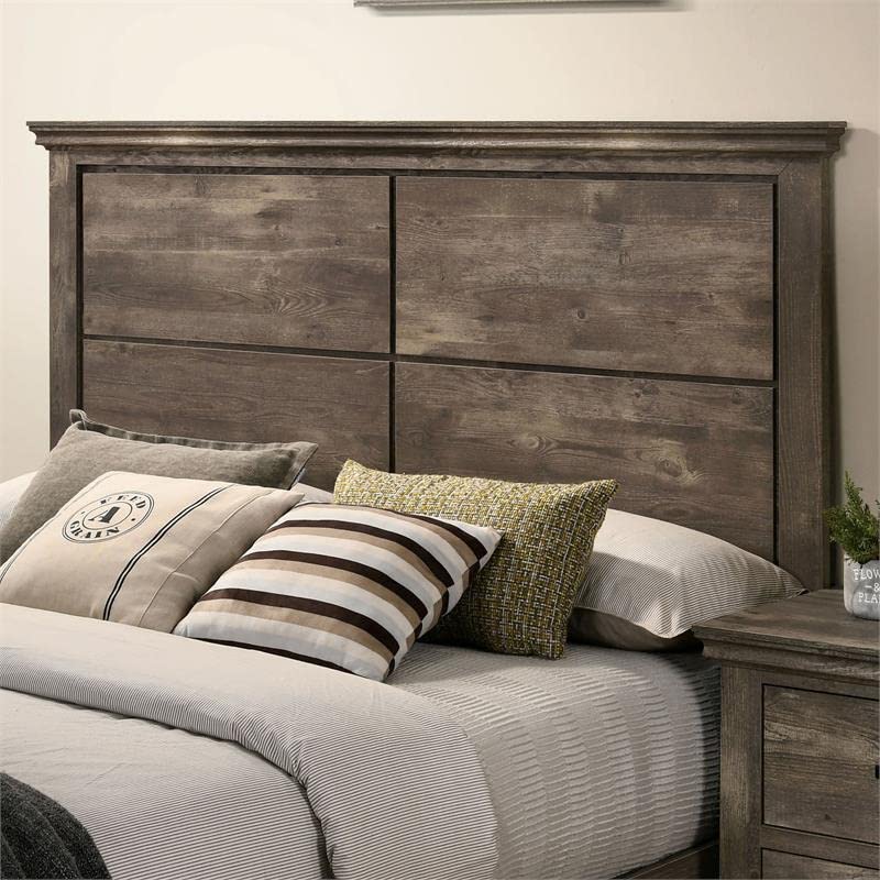 BOWERY HILL Transitional Wood Eastern King Panel Bed in Gray