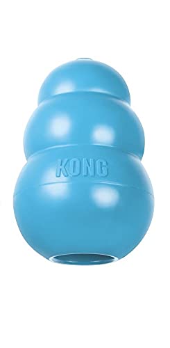 KONG - Puppy Toy Natural Teething Rubber - Fun to Chew, Chase and Fetch - Blue, for Medium Puppies