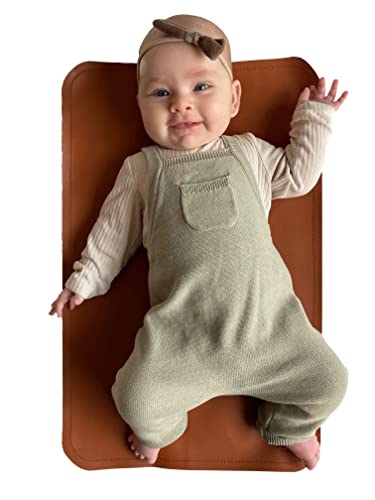 Vegan Leather Baby Changing Mat by Lark Baby Goods - Waterproof Wipeable Portable Diaper Pad - Foldable for Travel (14 x 22 in) - Brown