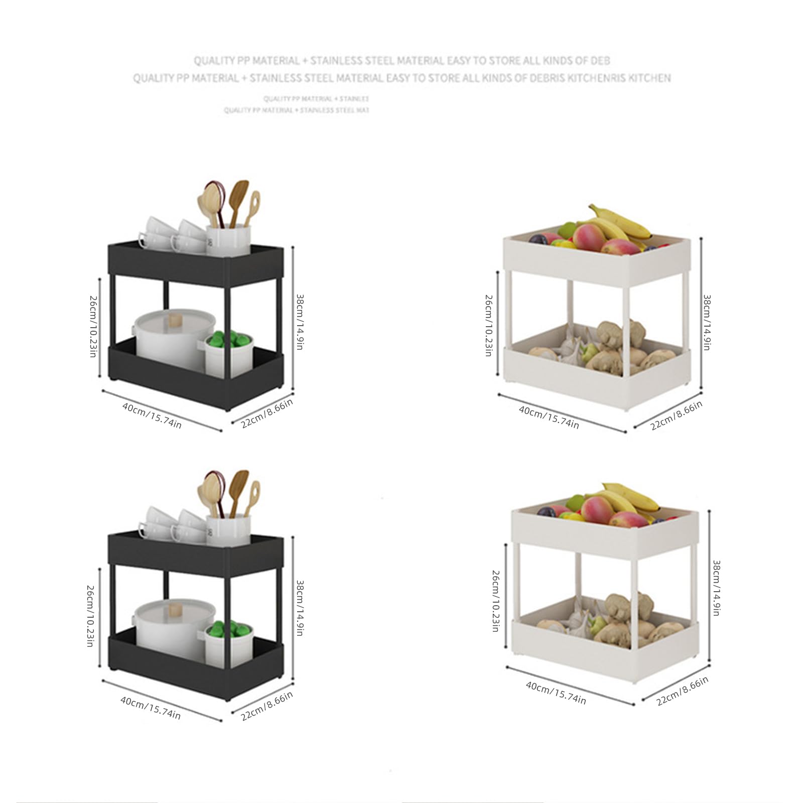 Under Sink Organizer Pull Out Under Sink Storage Rack 2 Tier Under Bathroom Cabinet Storage Multi Purpose Under Cabinet Storage for Kitchen Bathroom Cabinet(white#2)