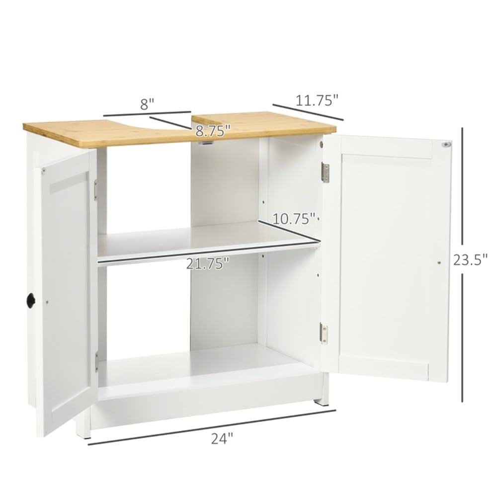 Pedestal Sink Storage Cabinet with 2 Doors Traditional Under Sink Cabinet Bathroom Space Saver Organizer with Adjustable Shelf White Bathroom Vanity Cabinet,Bathroom Sink Vanity 23.5"W X 13"D X 23.5"H