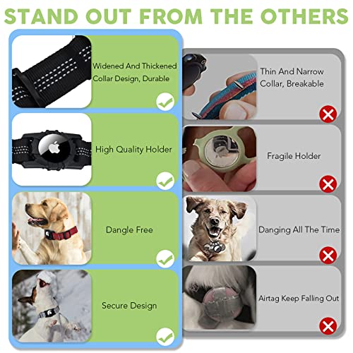 CYFIBYNO 3 Pack AirTag Dog Collar, Reflective Apple Air Tag Dog Collar, Dog Collar with AirTag Holder Adjustable Nylon Air Tag Accessories Pet Collar for Small Medium Large Dogs (Small (12.5"-14"))