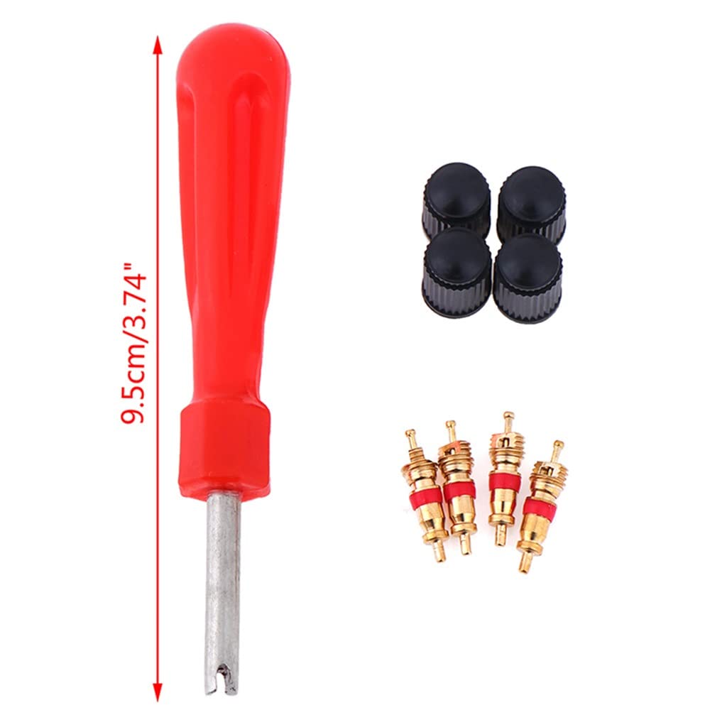 YÁSEZ Tire Valve Service Kit 4 Cores Caps Stem Repair Tool for Car Motorcycle Bus Truck