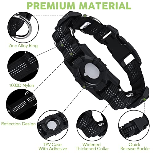 CYFIBYNO 3 Pack AirTag Dog Collar, Reflective Apple Air Tag Dog Collar, Dog Collar with AirTag Holder Adjustable Nylon Air Tag Accessories Pet Collar for Small Medium Large Dogs (Small (12.5"-14"))