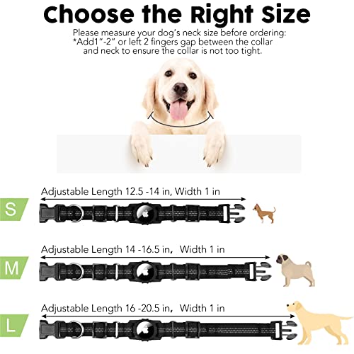 CYFIBYNO 3 Pack AirTag Dog Collar, Reflective Apple Air Tag Dog Collar, Dog Collar with AirTag Holder Adjustable Nylon Air Tag Accessories Pet Collar for Small Medium Large Dogs (Small (12.5"-14"))