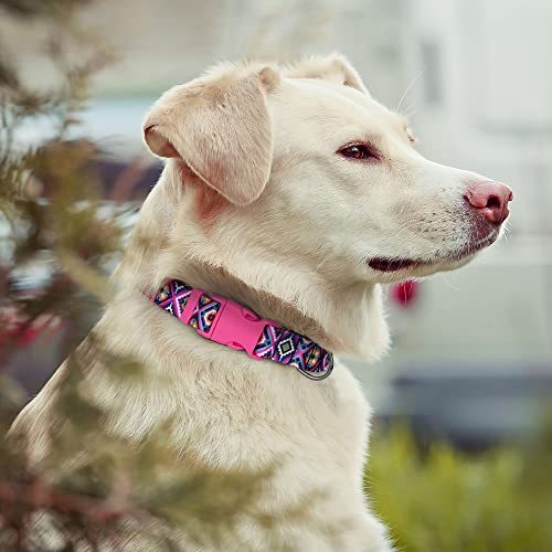 Tribal Dog Collar with Buckle Pattern Aztec Geometric Nylon Pet Collars Small Medium Large Puppy Adjustable Soft Ethnic Boy Girl (Aztec, Neck Fit 10"-13")