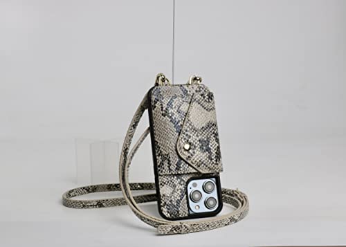 Crossbody Leather case for iPhone 14 pro max (Snake Pattern)