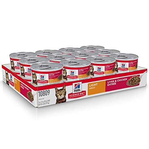 Hill's Science Diet Wet Cat Food, Adult, Light, Liver & Chicken Recipe, 2.9 oz Cans, 24 Pack