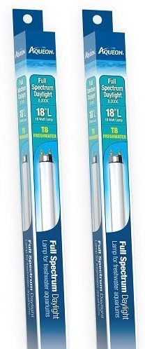 (2 Pack) Aqueon Fish Aquarium Lights T8 Lamp, Daylight, 18-inch, 15 Watt