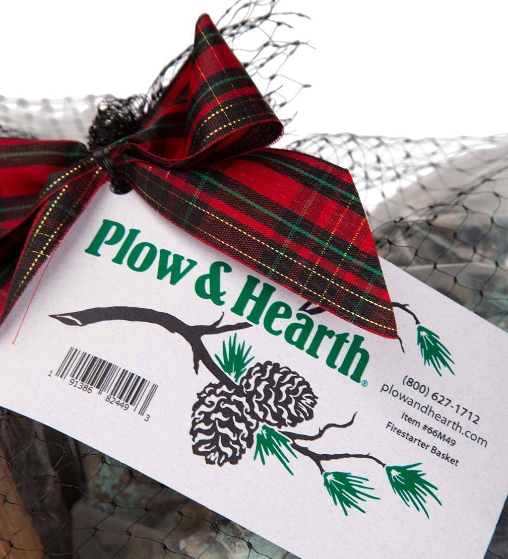 Plow & Hearth Fire Starter Basket with Fatwood, Color Cones and Wax Cones