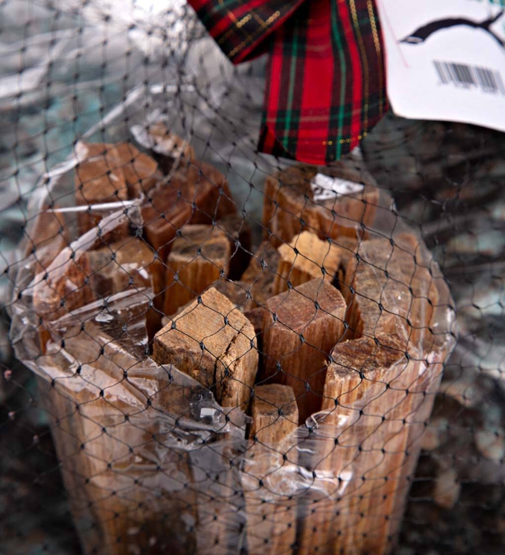 Plow & Hearth Fire Starter Basket with Fatwood, Color Cones and Wax Cones