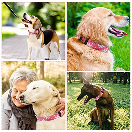 TIESOME Adjustable Soft Dog Collar, Bohemia Floral Multicolor Cute Patterns for Small Medium Large Pet Puppy Walking Running Training (Red M)