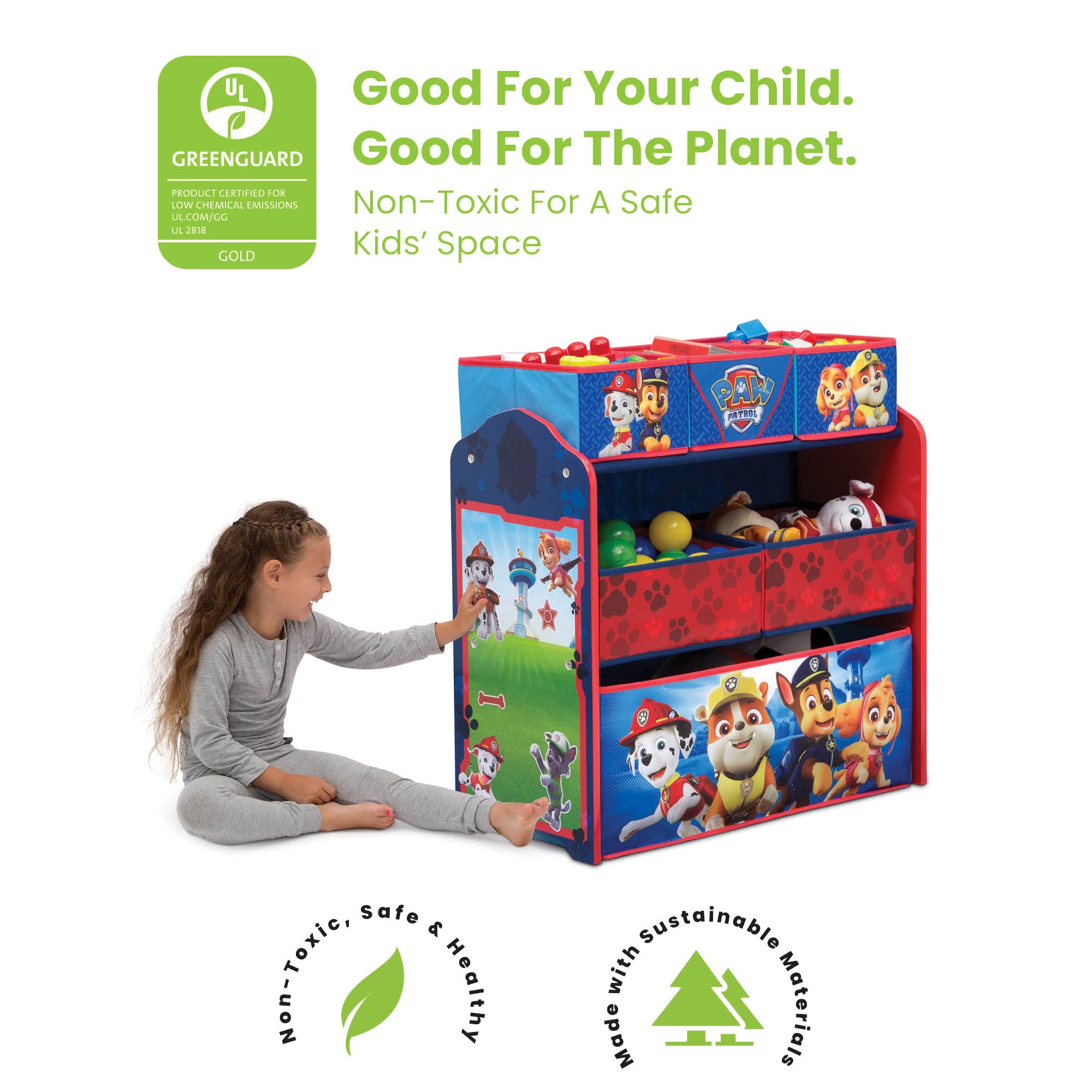 Delta Children 6 Bin Design and Store Toy Organizer - Greenguard Gold Certified, Nick Jr. PAW Patrol