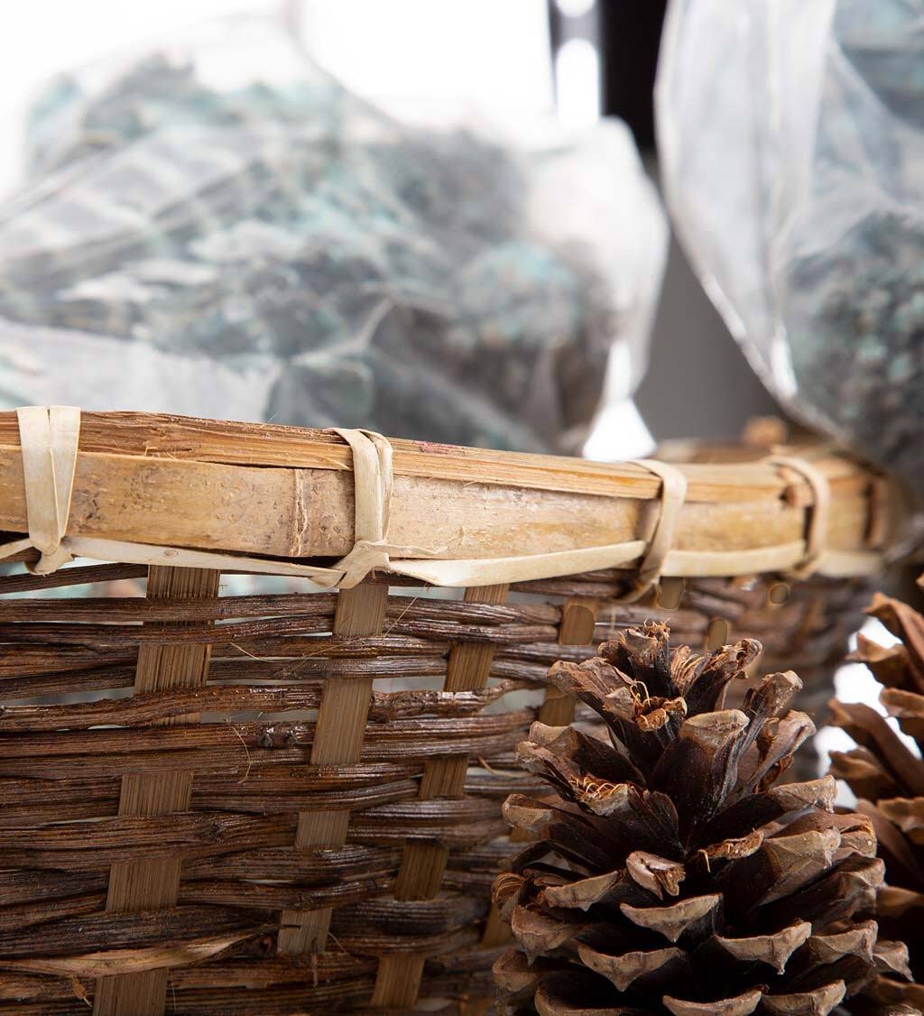Plow & Hearth Fire Starter Basket with Fatwood, Color Cones and Wax Cones