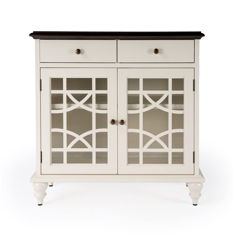 BOWERY HILL Traditional Wooden 2 Door 2 Drawer Cabinet - White