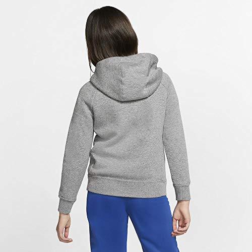 Nike Girl's NSW Full Zip Hoodie, Carbon Heather/White, X-Large