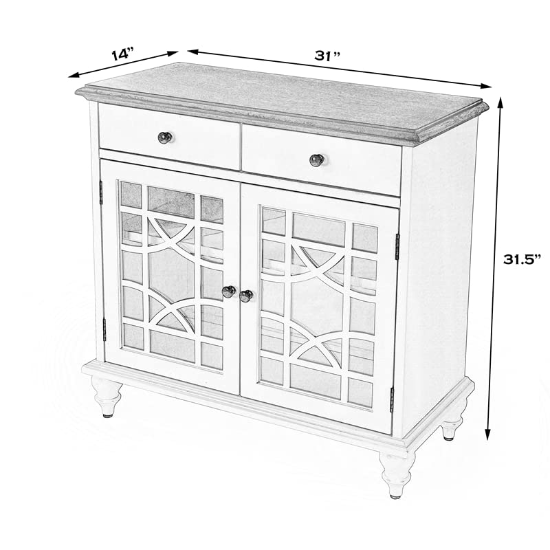 BOWERY HILL Traditional Wooden 2 Door 2 Drawer Cabinet - White