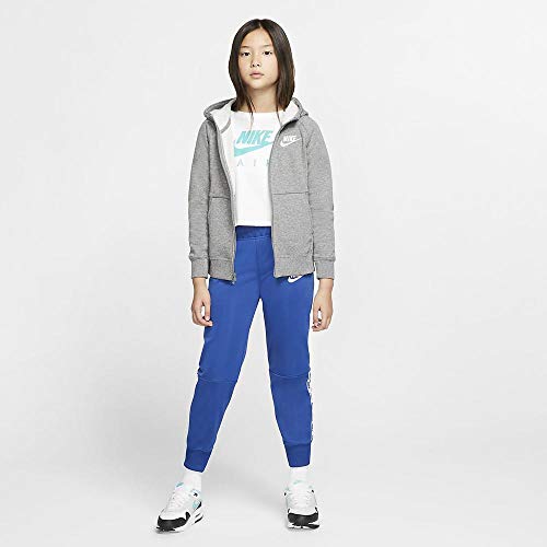 Nike Girl's NSW Full Zip Hoodie, Carbon Heather/White, X-Large