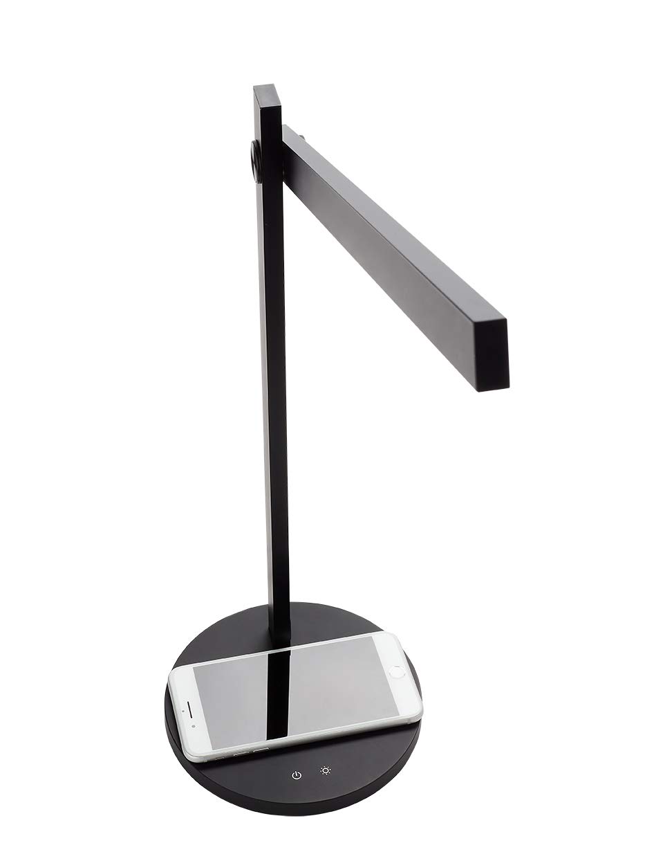 Newhouse Lighting NHDK-AD-BK Adonis Minimalist Modern LED Desk Lamp with Fast Wireless Charger for iPhone, Samsung & Qi-Enabled Phones, 3 Brightness Levels & 3 Color Modes, White, Black