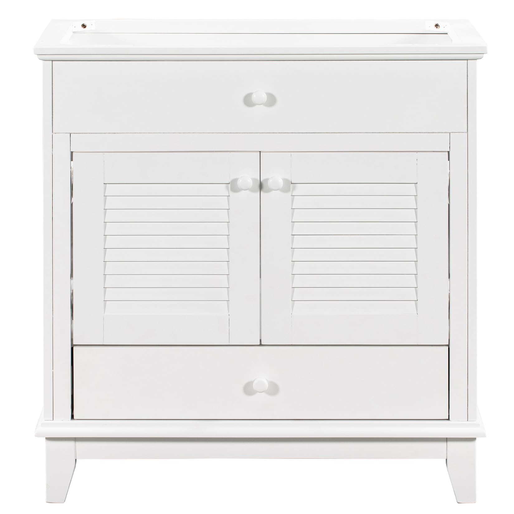Ymlpre 30" Bathroom Vanity Cabinet Without Sink Top, Modern Bathroom Storage Cabinet with 2 Shutter Doors, 1 Drawer, Sink Basin Not Included, Freestanding Bathroom Vanity Base Without Sink, 30" A