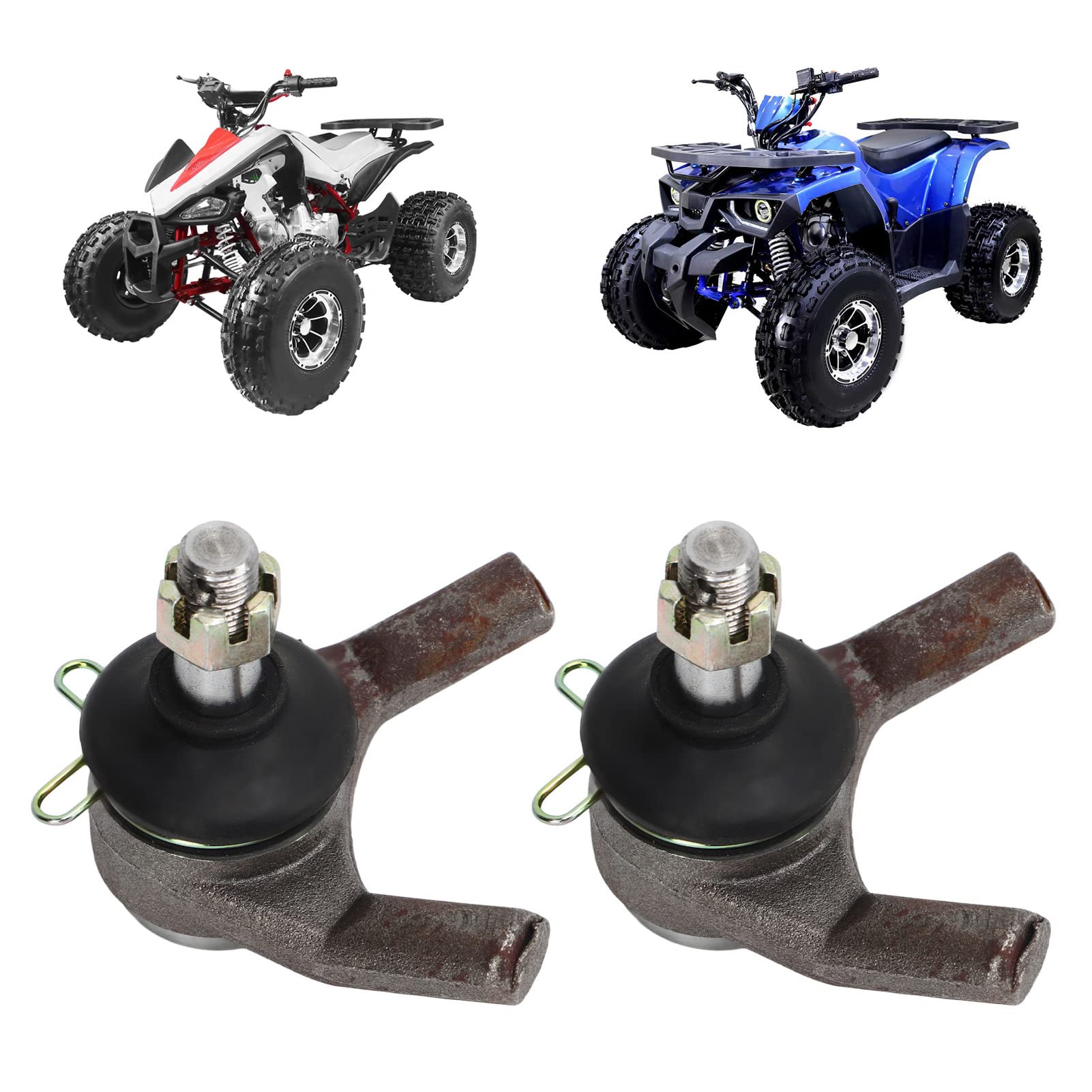 a Pair Suspension Tie Rod End Ball Joint Carbon Steel for 50‑250cc, Prevent Uneven Tire Wear Or Steering Wheel Shaking Replace Original Damaged and Worn Ball Joints 0.47in
