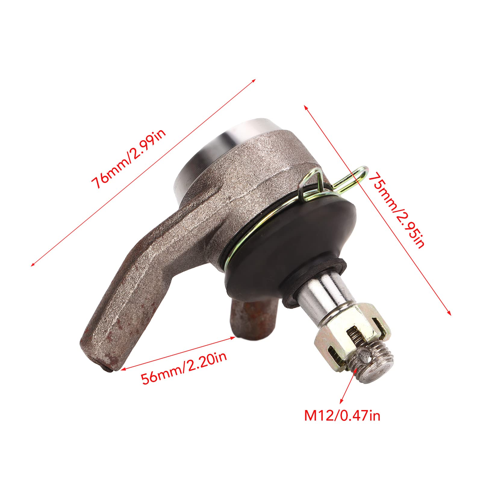 a Pair Suspension Tie Rod End Ball Joint Carbon Steel for 50‑250cc, Prevent Uneven Tire Wear Or Steering Wheel Shaking Replace Original Damaged and Worn Ball Joints 0.47in