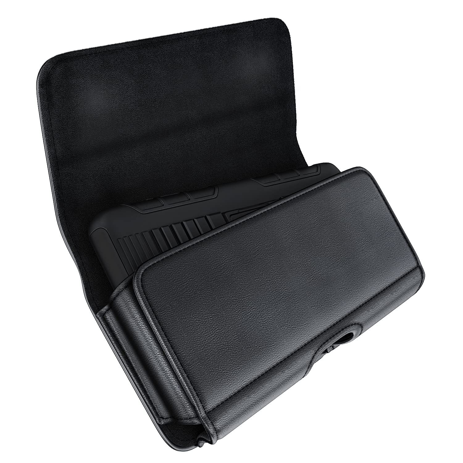 DeBin Holster for iPhone 15 Pro Max Plus, 14 Pro Max 13 Pro max 12 Pro Max 11 Pro Max, Xs Max, 8 Plus, 7 Plus Cell Phone Belt Holder Case with Clip ID Card Pouch Cover (Fits Phone with Case on) Large