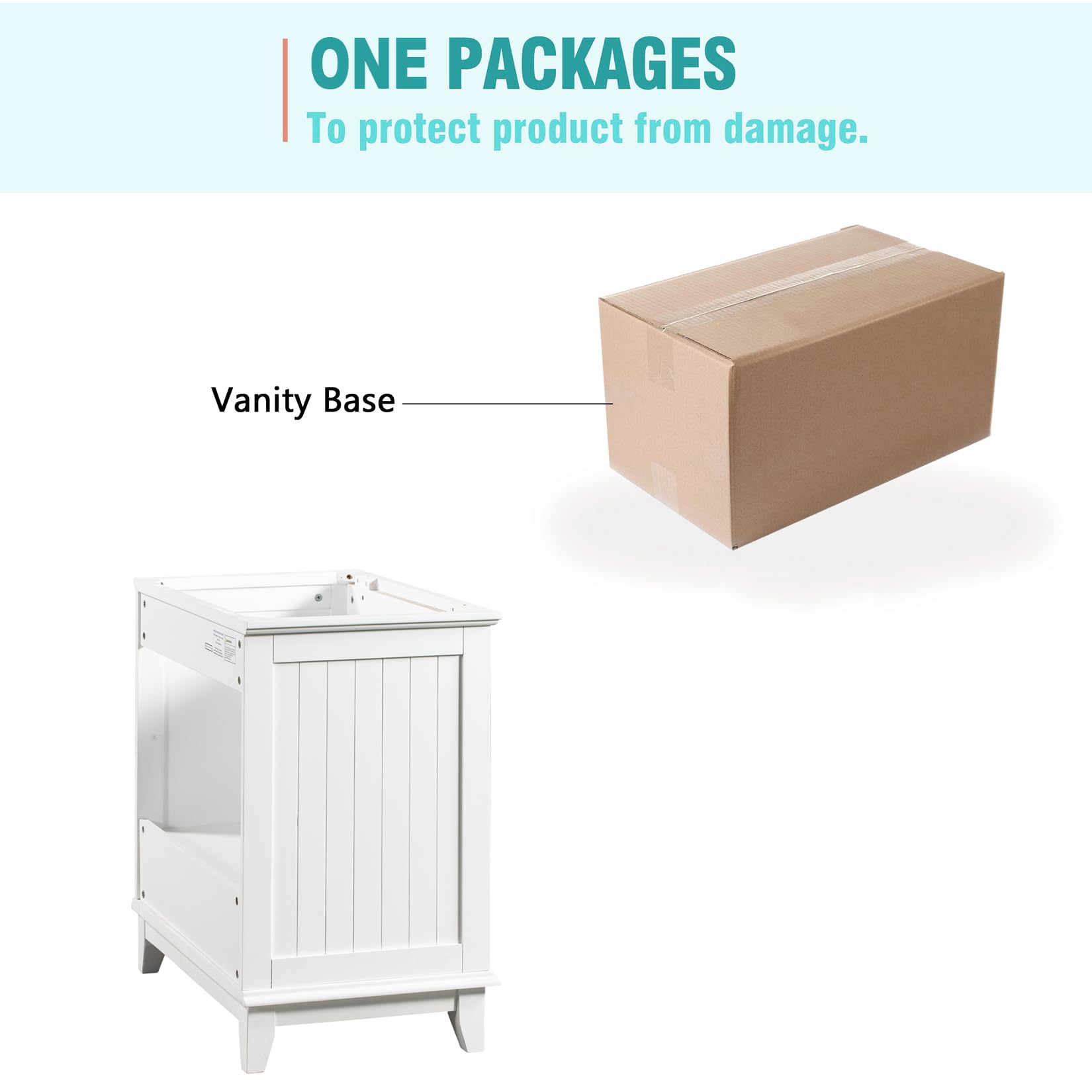 Ymlpre 30" Bathroom Vanity Cabinet Without Sink Top, Modern Bathroom Storage Cabinet with 2 Shutter Doors, 1 Drawer, Sink Basin Not Included, Freestanding Bathroom Vanity Base Without Sink, 30" A