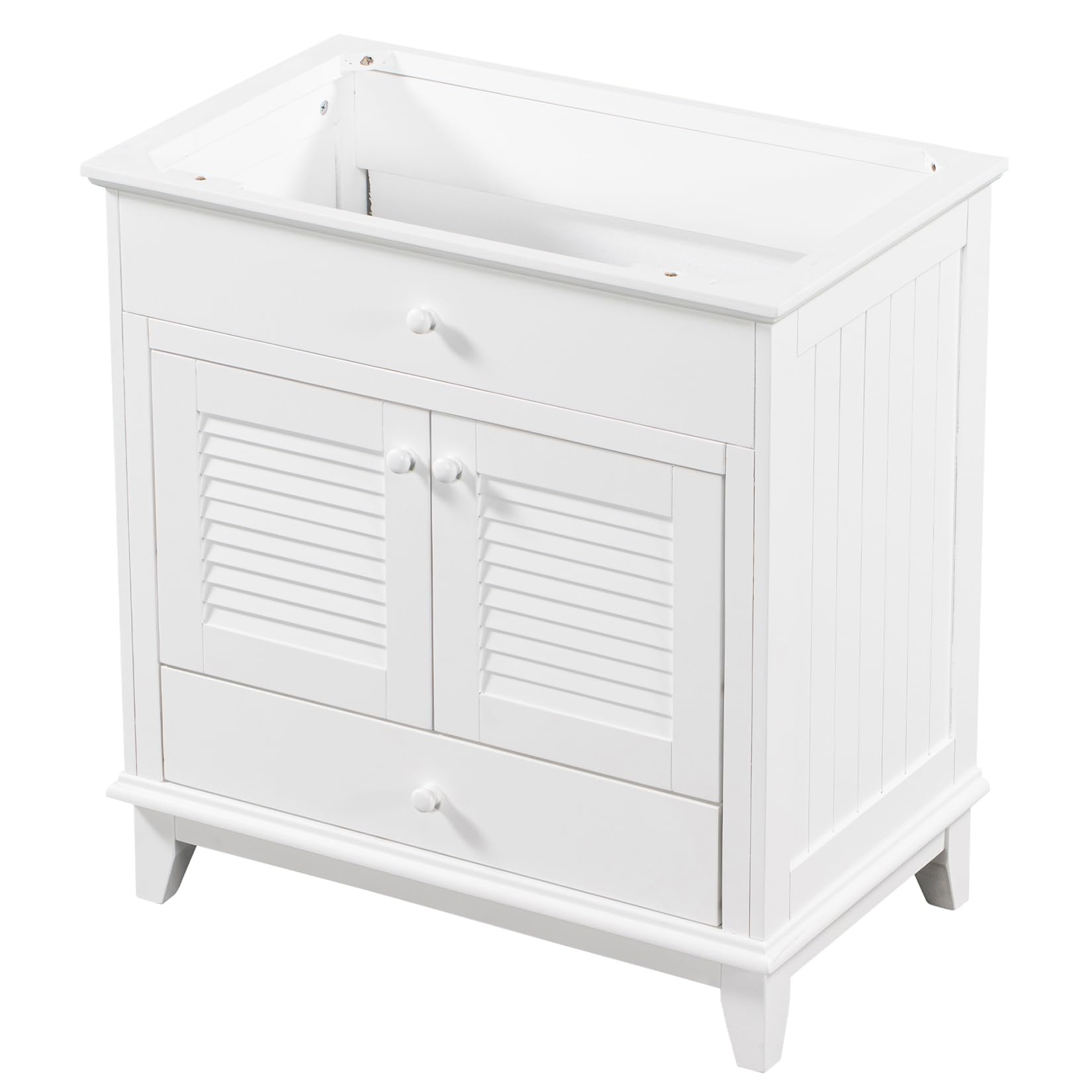 Ymlpre 30" Bathroom Vanity Cabinet Without Sink Top, Modern Bathroom Storage Cabinet with 2 Shutter Doors, 1 Drawer, Sink Basin Not Included, Freestanding Bathroom Vanity Base Without Sink, 30" A