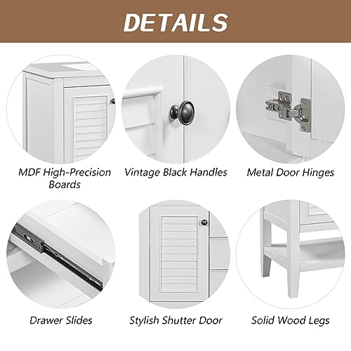 i-POOK 35" Bathroom Vanity Without Sink, Modern Undermount Bathroom Sink Cabinet with 2 Cabinets, 2 Drawers, Open Shelf and Adjustable Divider, Freestanding Bathroom Vanities, White
