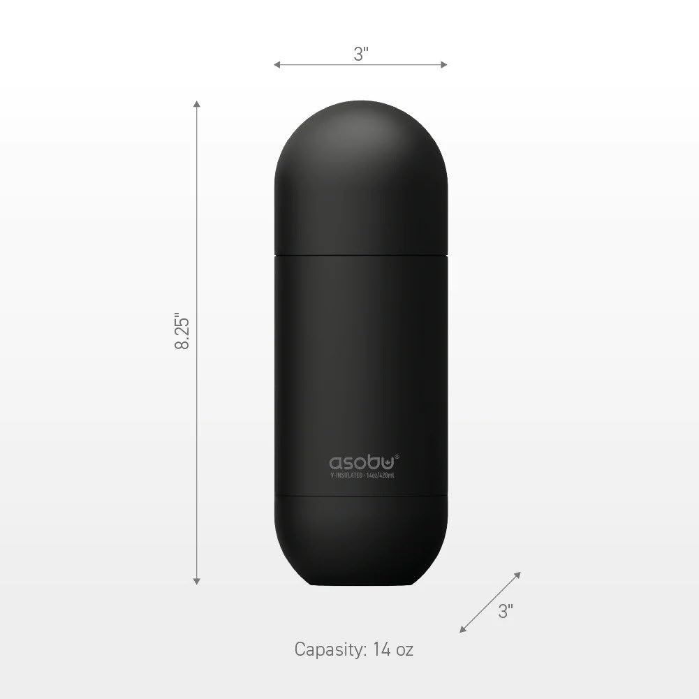 asobu Orb Bottle Blue Insulated Travel Bottle, 420 ml