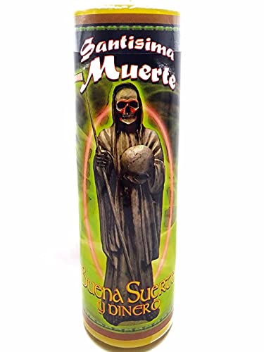 Holy Death 7 Day Yellow Candle -veladoras para la Santa Muerte , Santa Muerte Veladora-Santisima Muerte-7 Day Candle- devotional Candle- Yellow Candle- Good Luck and Financial Prosperity