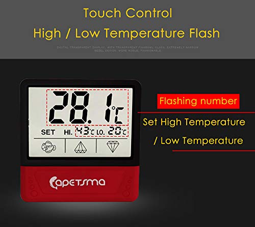 Fish Tank Thermometer, Touch Screen Digital Aquarium Thermometer with LCD Display, Stick-on Temperature Sensor ensures Optimum Temperature in Terrarium, for Your pet Amphibians and Reptilesā¦