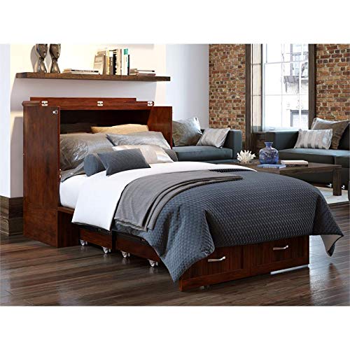Bowery Hill Murphy Twin XL Bed Chest with Charging Station in Walnut