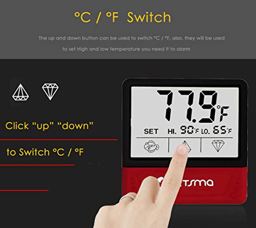 Fish Tank Thermometer, Touch Screen Digital Aquarium Thermometer with LCD Display, Stick-on Temperature Sensor ensures Optimum Temperature in Terrarium, for Your pet Amphibians and Reptilesā¦