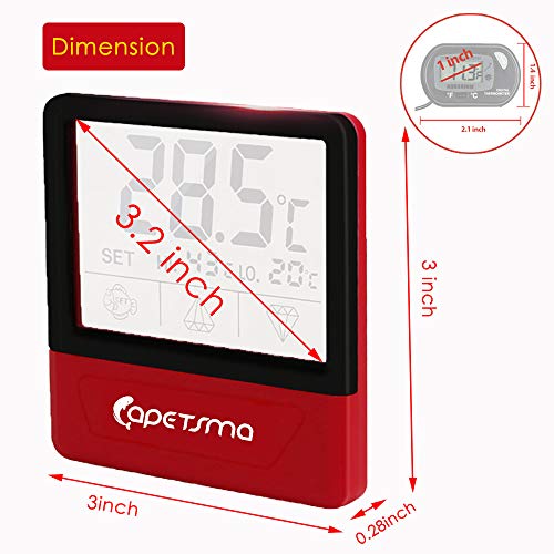 Fish Tank Thermometer, Touch Screen Digital Aquarium Thermometer with LCD Display, Stick-on Temperature Sensor ensures Optimum Temperature in Terrarium, for Your pet Amphibians and Reptilesā¦