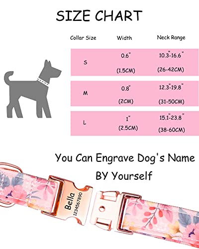 Bow Tie Dog Collar for Small Medium Large Dogs, Comfy Puppy Collars, Adjustable Pure Cotton Dog Collars for Girl and Boy Dog, Pink Dog Collar, Collar para Perros. (S, Pink)