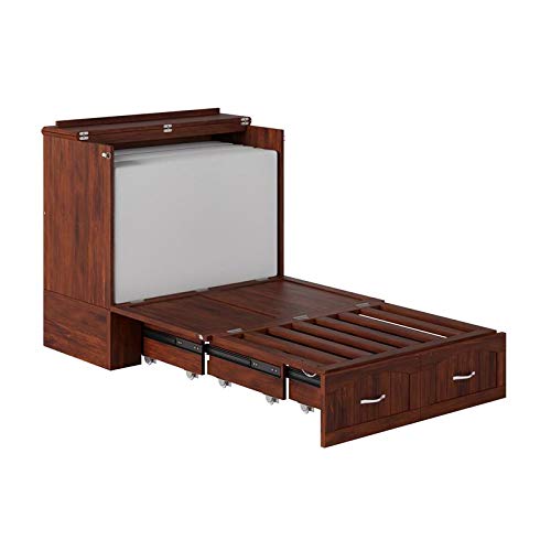 Bowery Hill Murphy Twin XL Bed Chest with Charging Station in Walnut