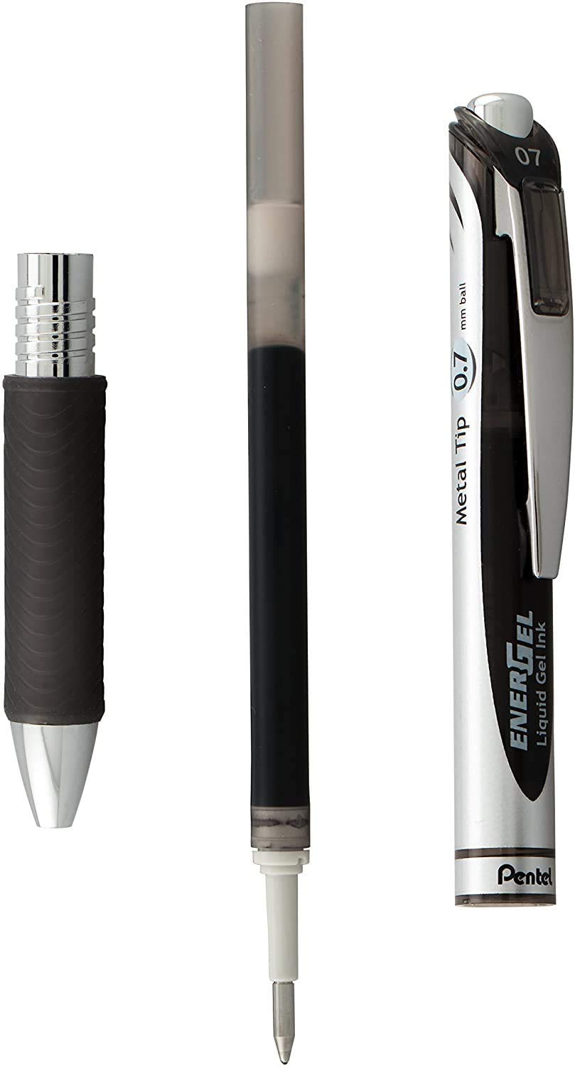 Pentel Energel 0.7 Refill Ink for BL57 & BL77 Pens, Box of 6 Black and 6 Blue (12 Total) 0.7mm, Metal Tip, LR7 Refill is Also Used for BL407 Pen