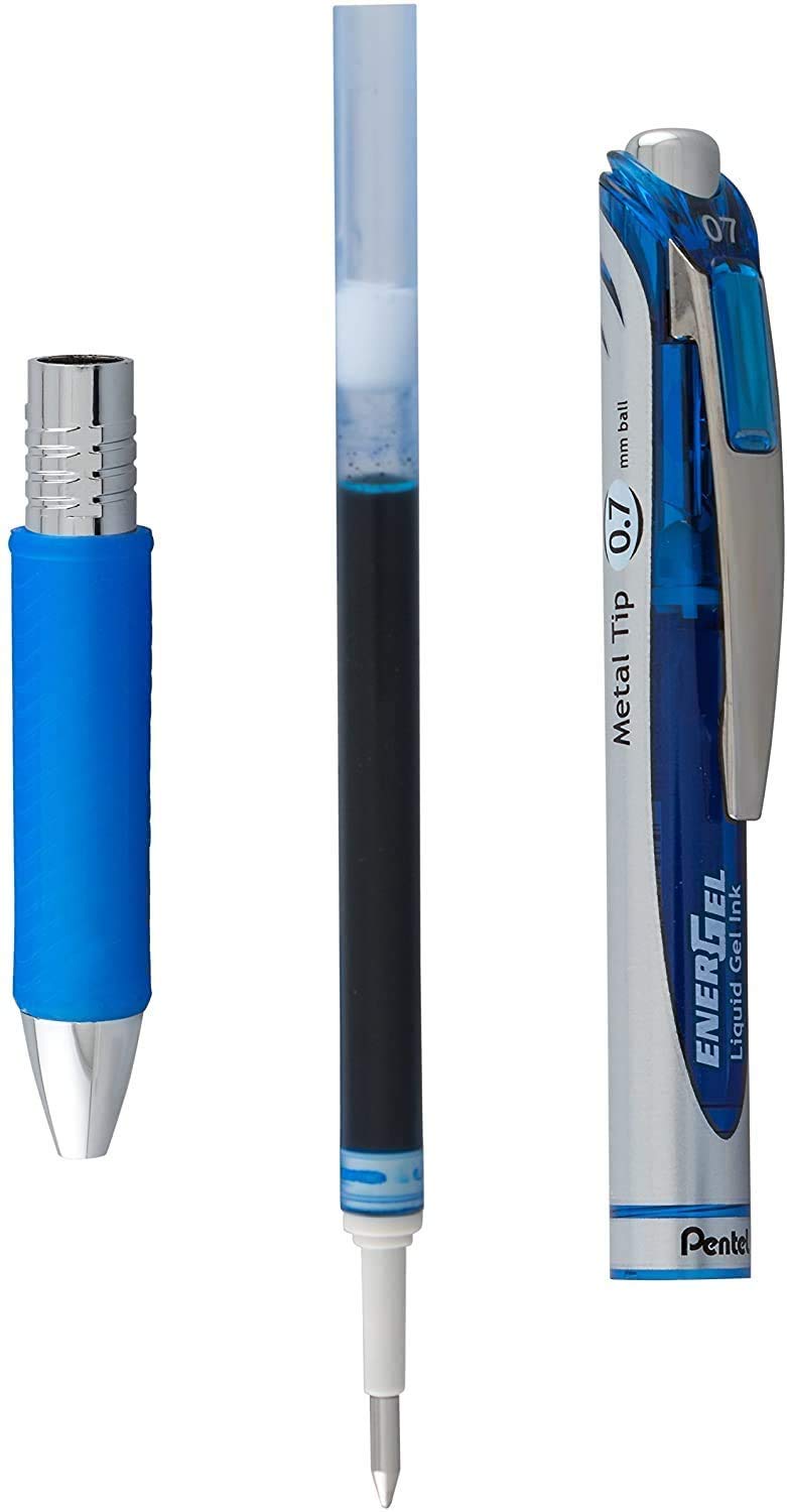 Pentel Energel 0.7 Refill Ink for BL57 & BL77 Pens, Box of 6 Black and 6 Blue (12 Total) 0.7mm, Metal Tip, LR7 Refill is Also Used for BL407 Pen