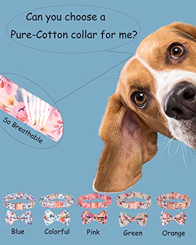 Bow Tie Dog Collar for Small Medium Large Dogs, Comfy Puppy Collars, Adjustable Pure Cotton Dog Collars for Girl and Boy Dog, Pink Dog Collar, Collar para Perros. (S, Pink)