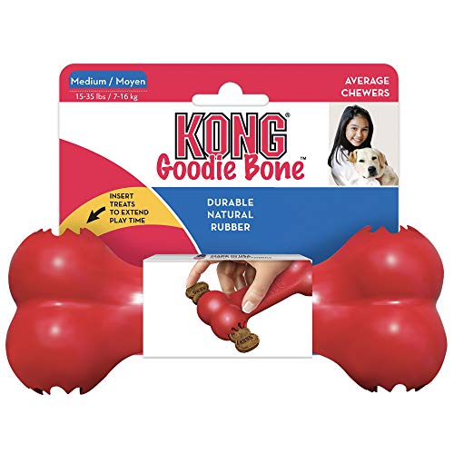 KONG Goodie Bone - Natural Rubber Dog Chew Bone & Treat Dispensing Toy - for Medium Dogs