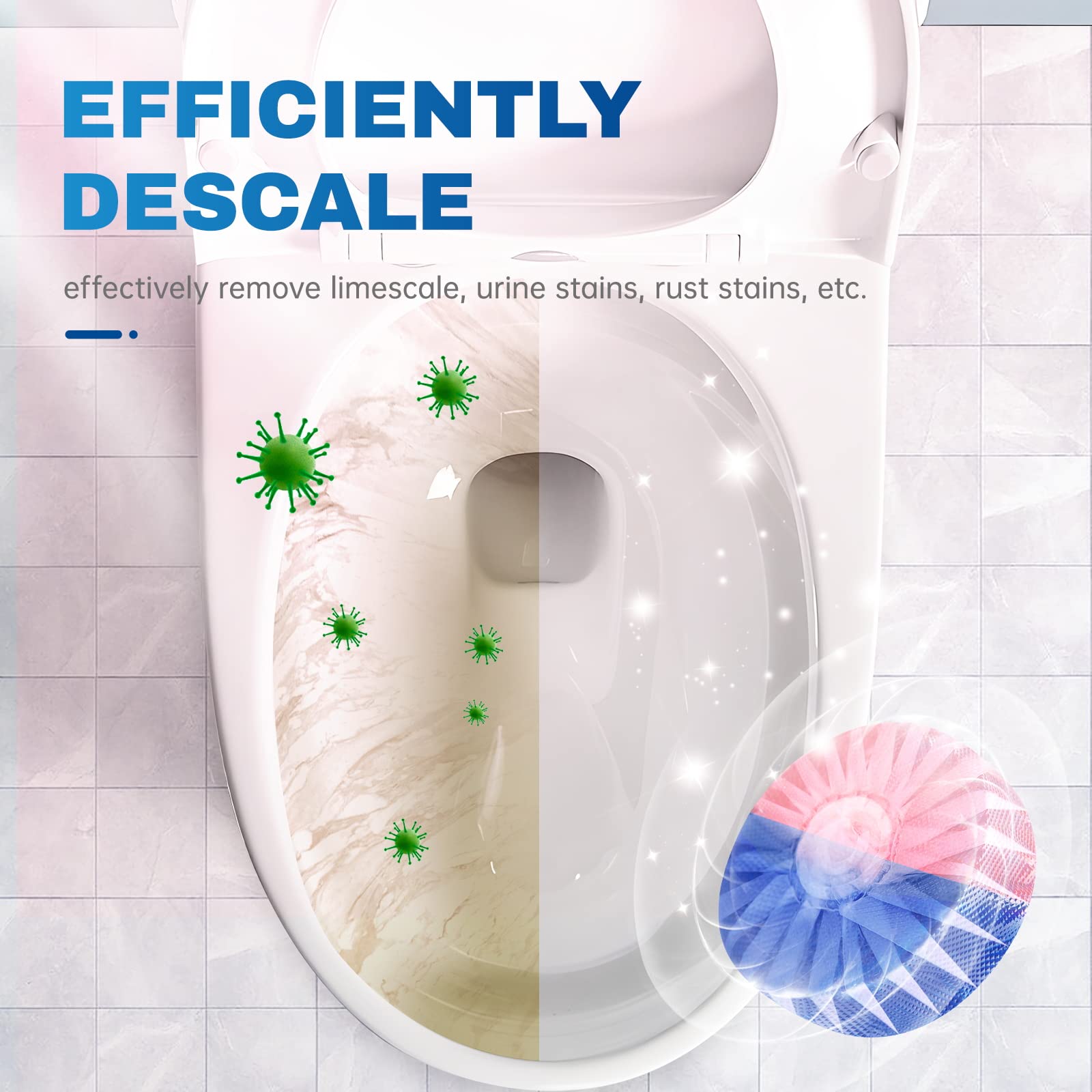 Vacplus Toilet Bowl Cleaners - 12 Pack, Upgraded Long-Lasting Toilet Cleaner, Toilet Bowl Cleaner Tablets, Prevent Various Stains