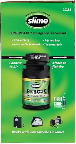 Slime 10188 Flat Tire Puncture Repair Sealant, Rescue, Emergency Repair for highway vehicles, universal fit, Non-toxic, eco-friendly