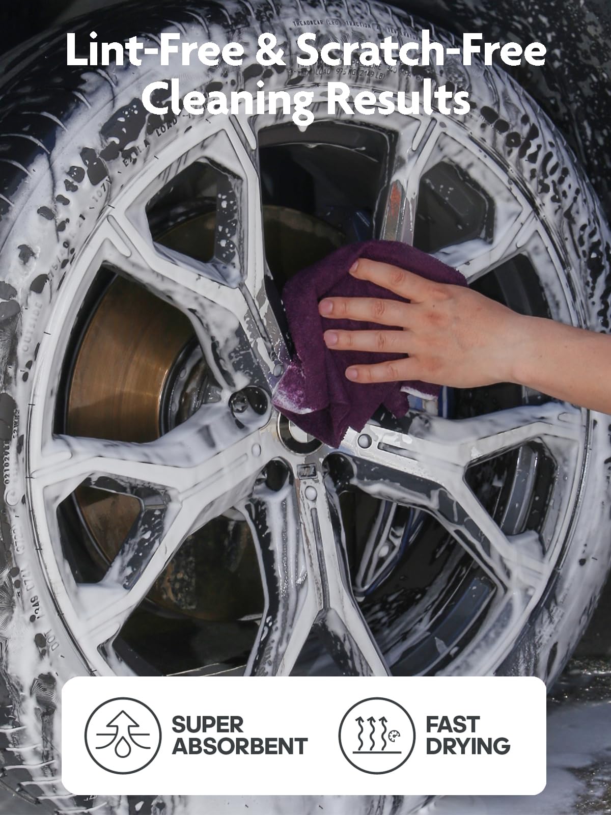 Fantasticlean Microfiber Cleaning Cloth Roll -75 Pack, Tear Away Microfiber Towels, 12" x 12", Reusable, Washable, Scratch Free, Ultra Absorbent Dish Rags for Car, Home, Garage or Shop (Dark Purple)